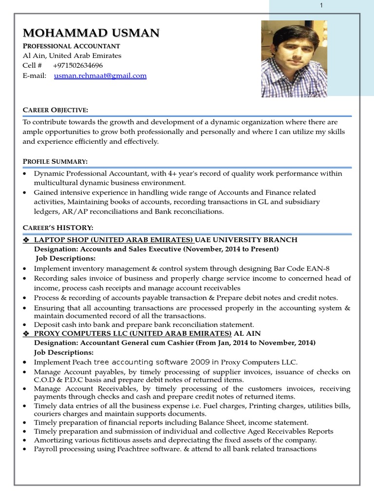 Usman CV Accounts | PDF | Debits And Credits | Cheque