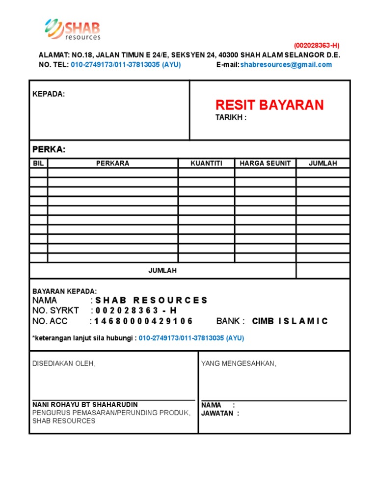 contoh resit rasmi - Julian Fraser