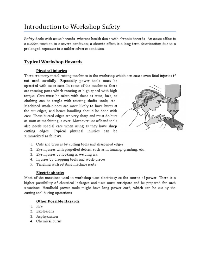 Workshop Safety: Hazards and Precautions | PDF | Personal Protective ...