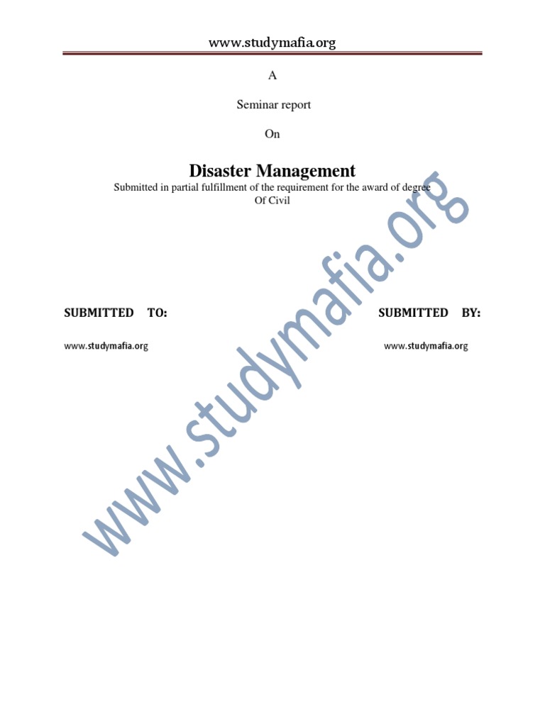 Seminar Report on Disaster Management | PDF | Volcano | Emergency ...