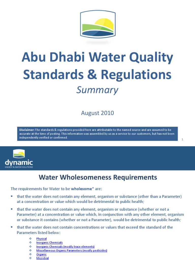 Abu Dhabi Water Quality Standards & Regulations | PDF | Magnesium ...