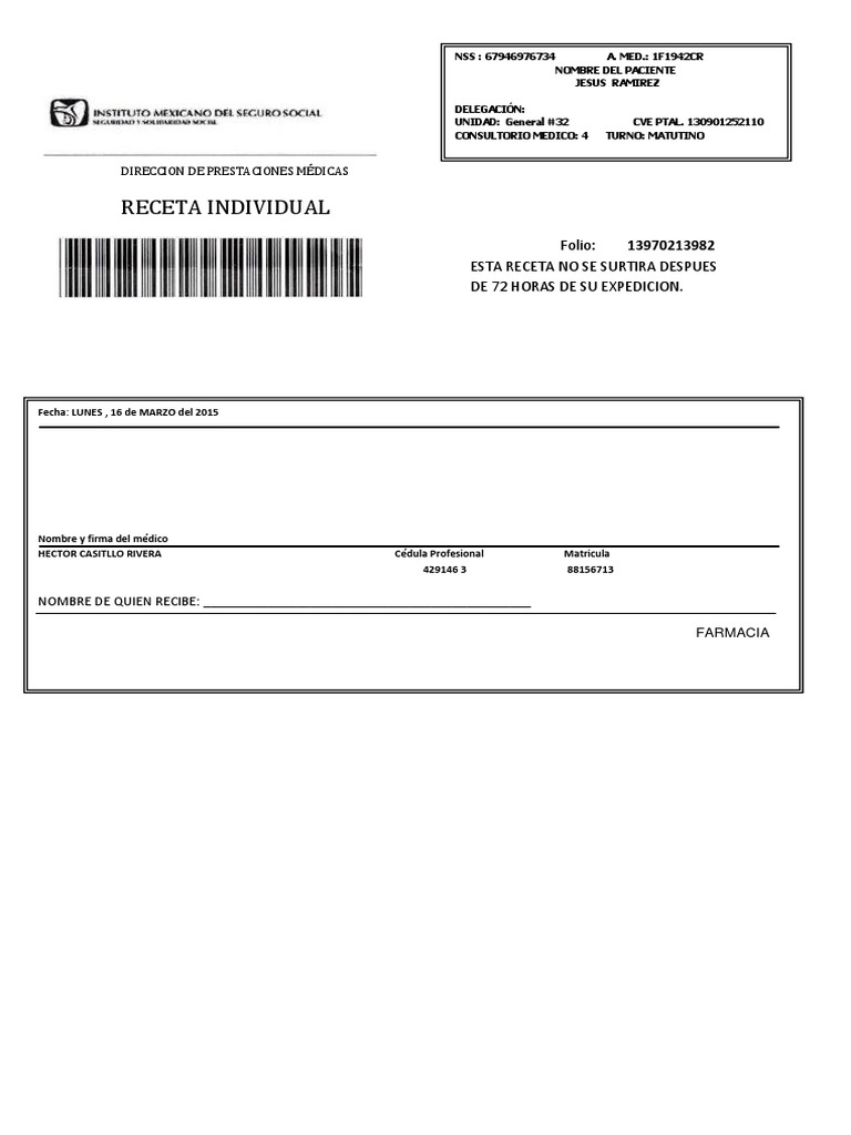 Receta IMSS en Blanco by Tuto VG