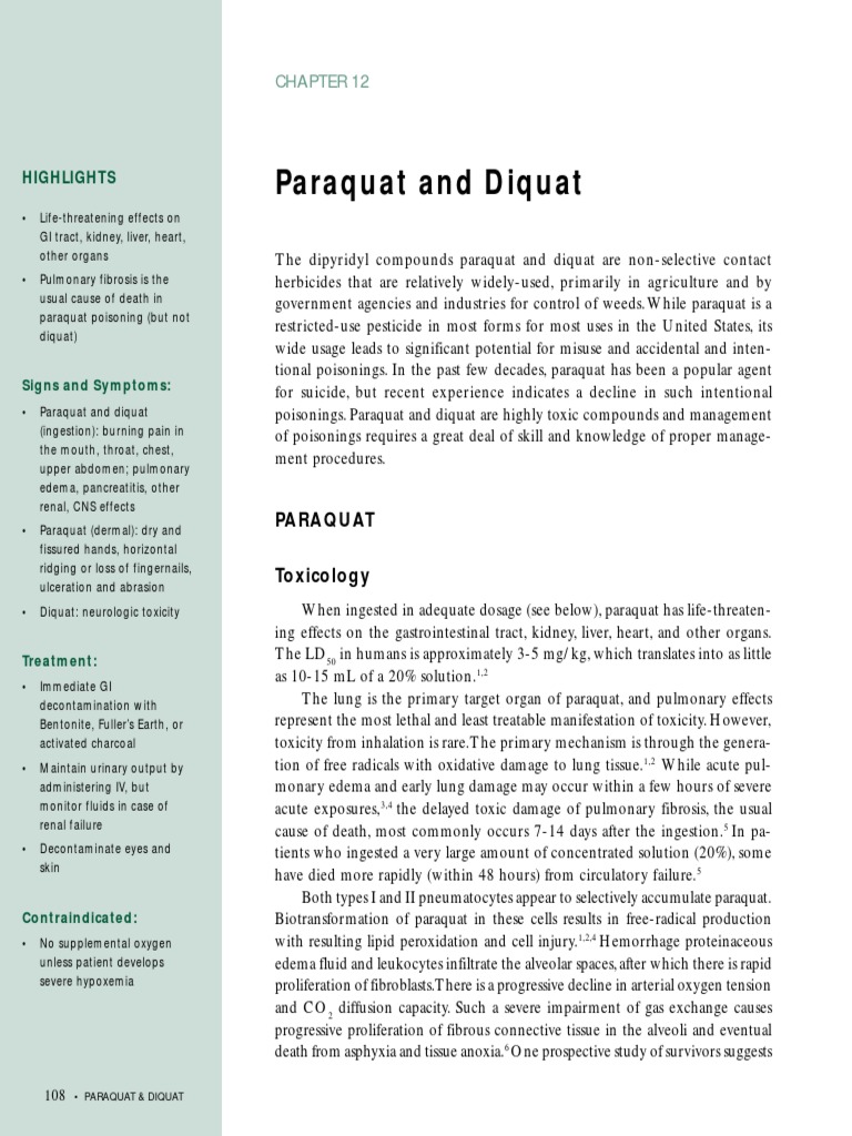 Paraquat and Diquat | PDF | Hypoxia (Medical) | Kidney
