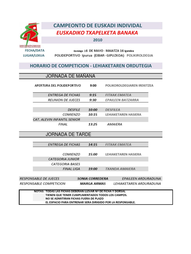 Orden Cto Euskadi Individual 2010 | PDF