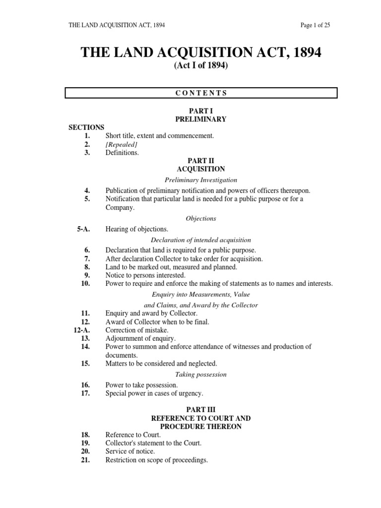 The Land Acquisition Act 1894 | PDF | Apportionment | Interest
