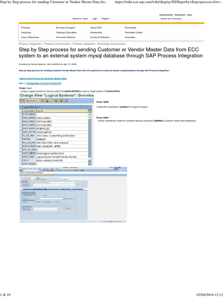 Step by Step Process For Sending Customer or Vendor Master Data From ...