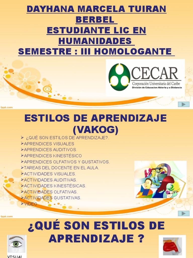 Estilos de Aprendizaje (Vakog) | PDF | Lectura (proceso) | Aprendizaje