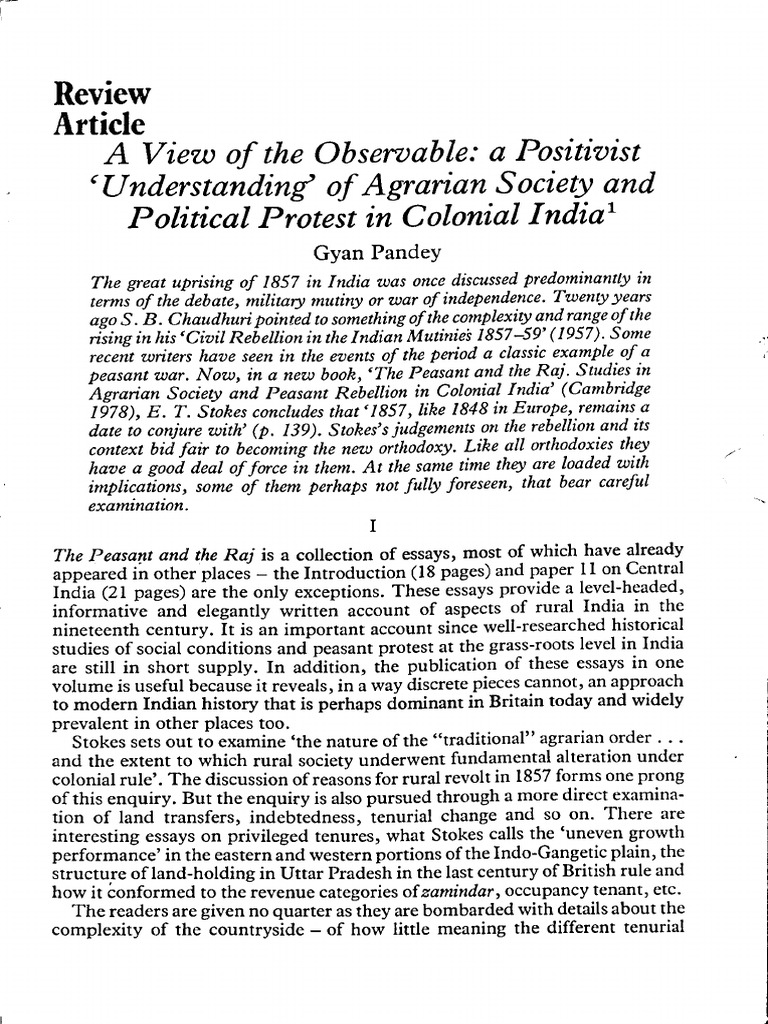 Gyan Pandey - A View of The Observable - A Positivist 'Understanding ...