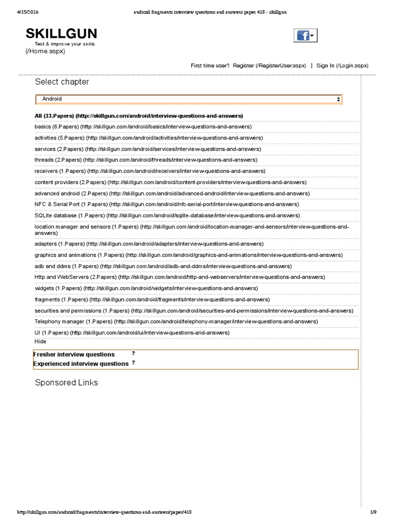 Android Fragments Interview Questions and Answers Paper 418 - Skillgun ...