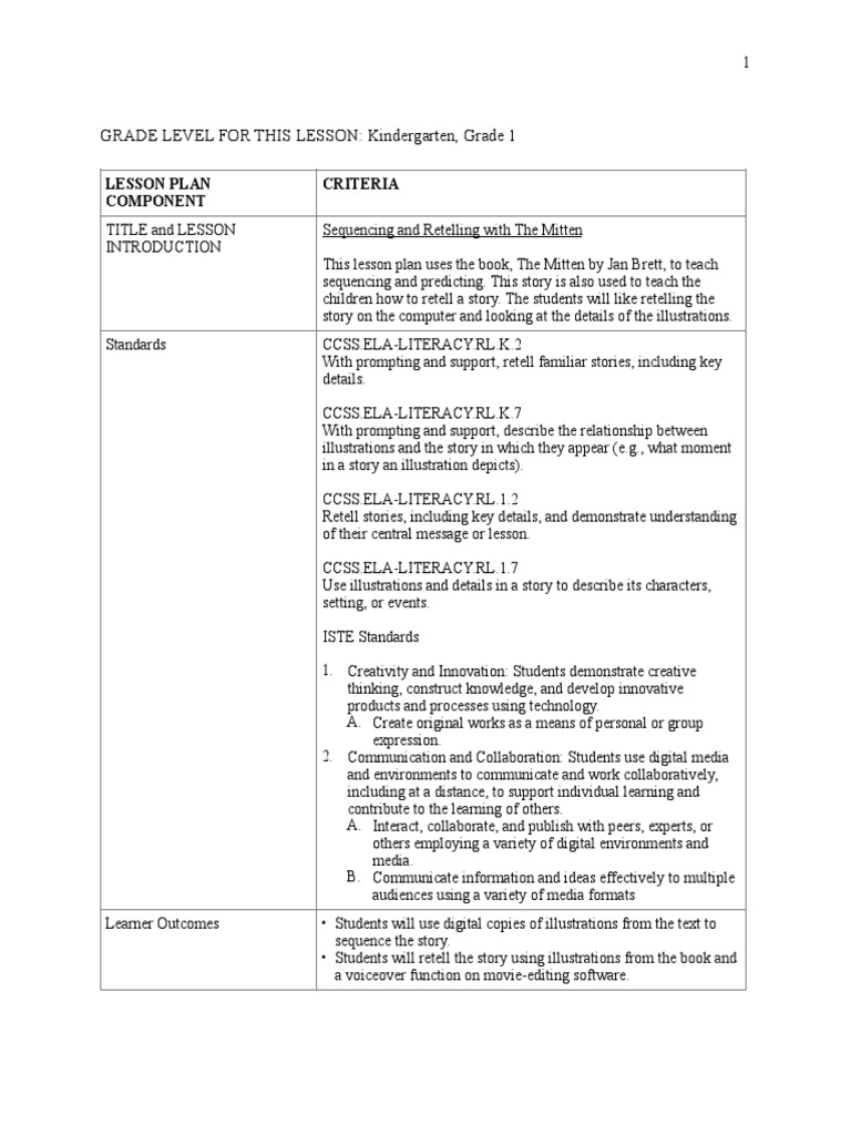 Lesson Plan Component Criteria | PDF | Lesson Plan | Creativity