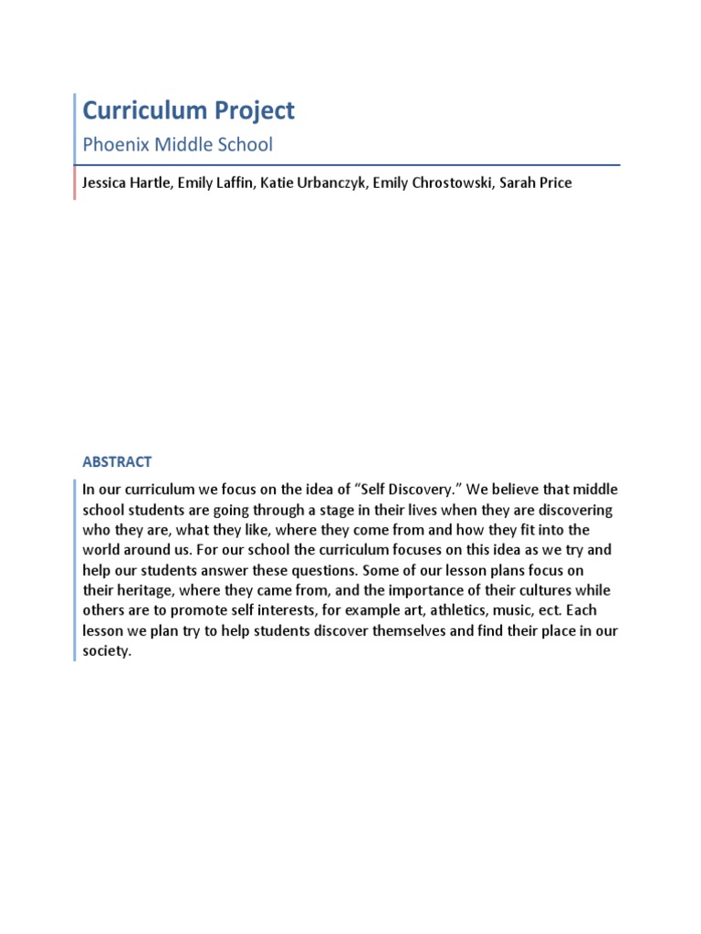 Curriculum Project | PDF | Curriculum | Special Education