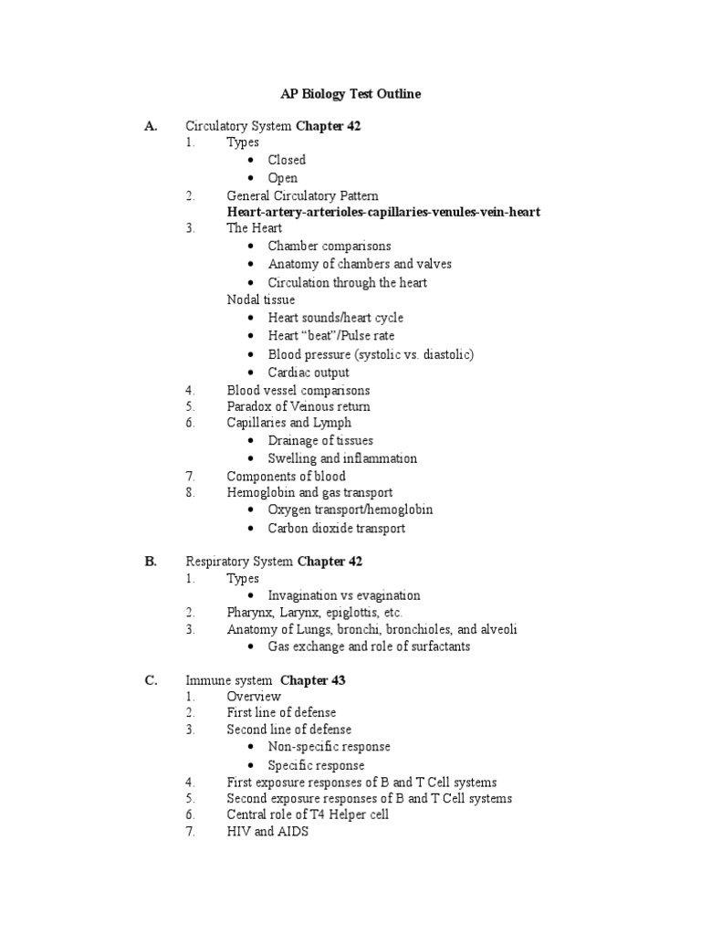 AP Biology Circulatory & Respiratory Systems | PDF