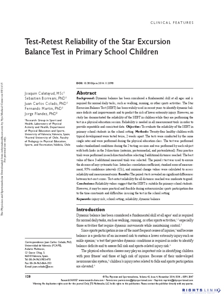 2014 Test-Retest Reliability of The Star Excursion Balance Test in ...