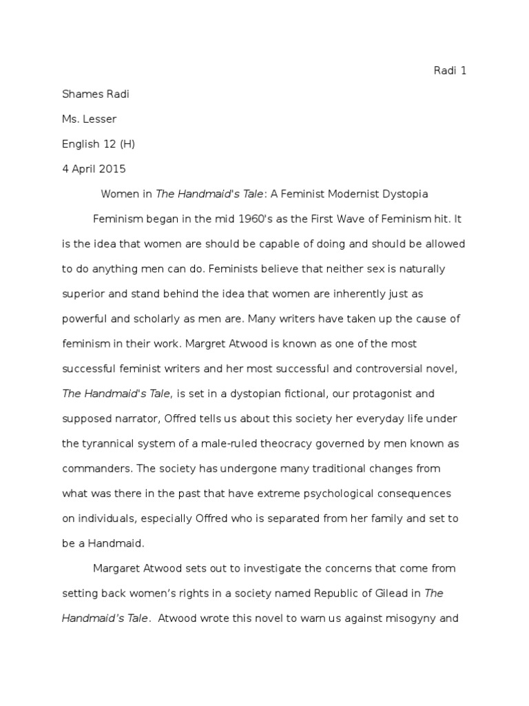 Handmaids Tale Final Research Paper | PDF | Feminism | Gender Studies