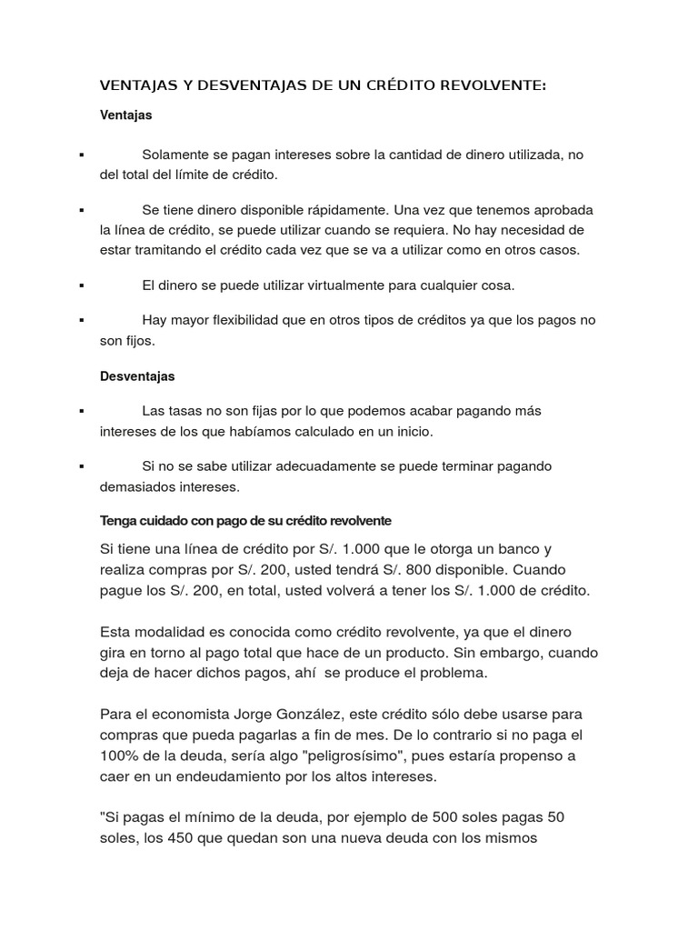 Crédito Revolvente | PDF | Crédito (finanzas) | Bancos