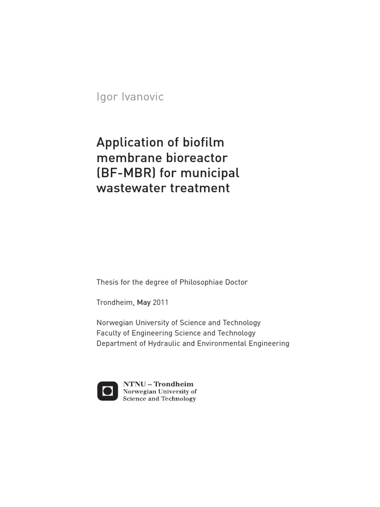 Application of Biofilm MBR For Municipal Wastewater Treatment | PDF ...