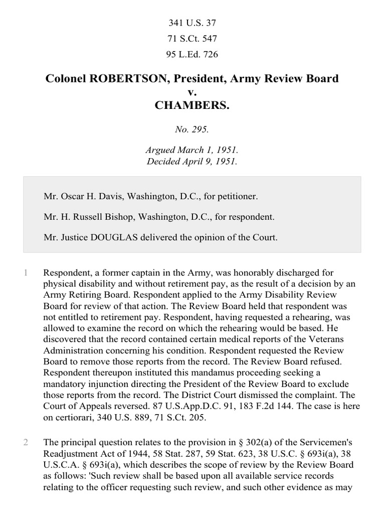 Robertson v. Chambers, 341 U.S. 37 (1951) | PDF | Supreme Court Of The ...