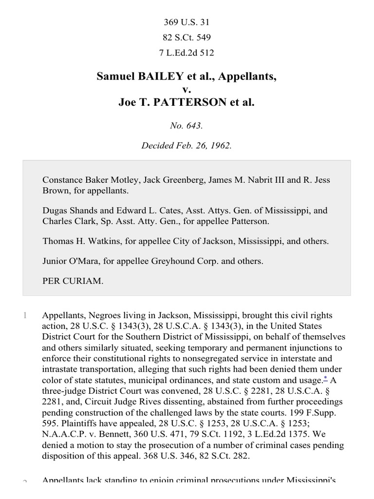Bailey v. Patterson: Civil Rights Case | PDF | Supreme Court Of The ...