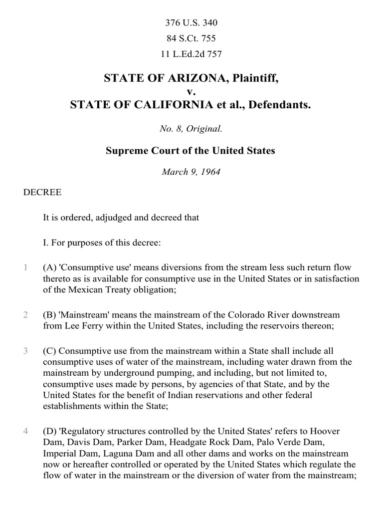 Arizona v. California, 376 U.S. 340 (1964) | Download Free PDF ...