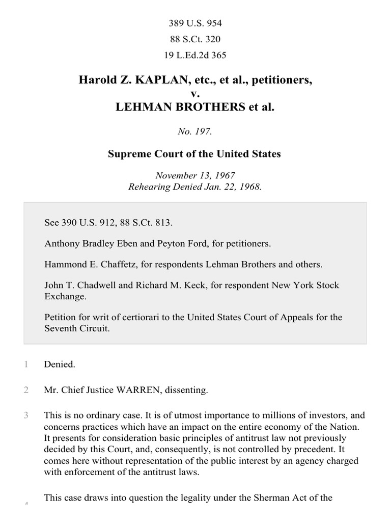 Supreme Court Ruling on NYSE Commission Rates | PDF | Supreme Court Of ...