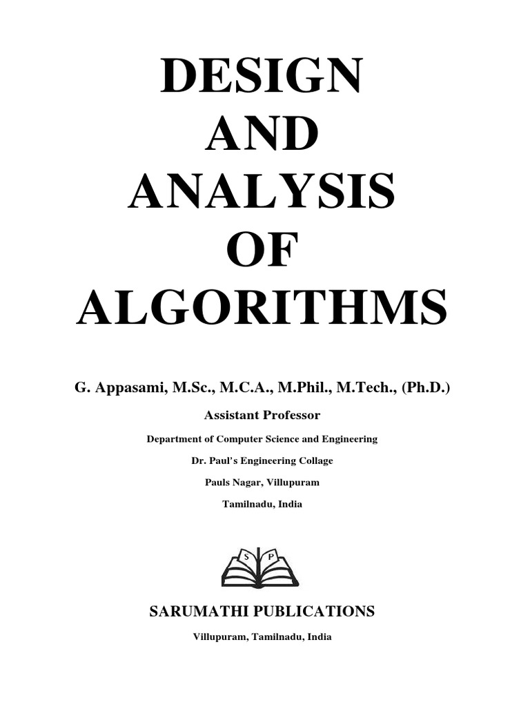 Cs6402 Design and Analysis of Algorithms Appasami Lecture Notes | PDF ...