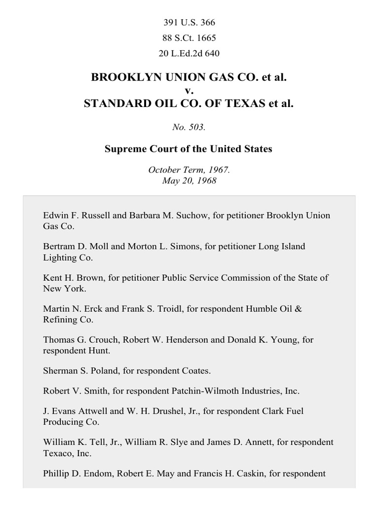 Brooklyn Union Gas Co. v. Standard Oil Co. of Texas, 391 U.S. 366 (1968 ...