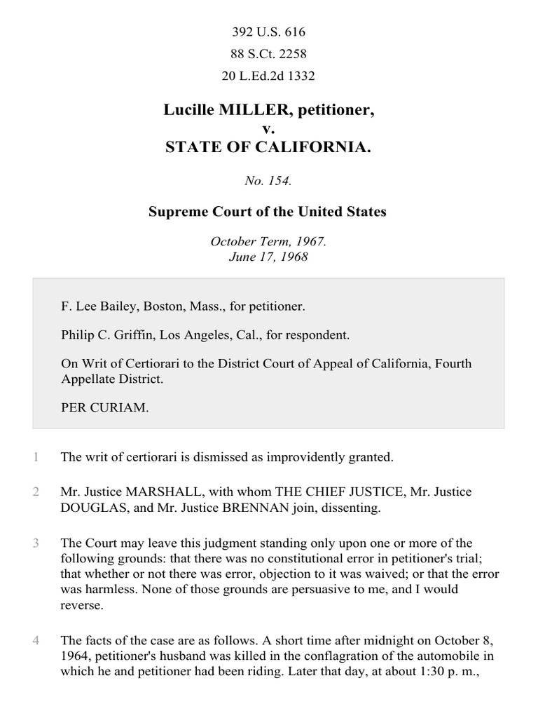 Miller v. California, 392 U.S. 616 (1968) | Download Free PDF | Supreme ...