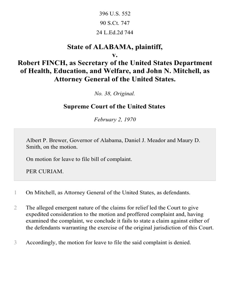 Alabama v. Finch: Supreme Court Ruling | PDF | Law