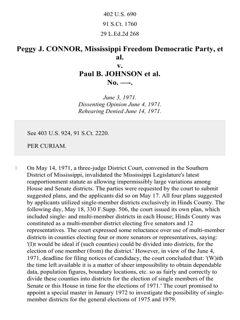 Connor v. Johnson, 402 U.S. 690 (1971) | PDF | Supreme Court Of The ...