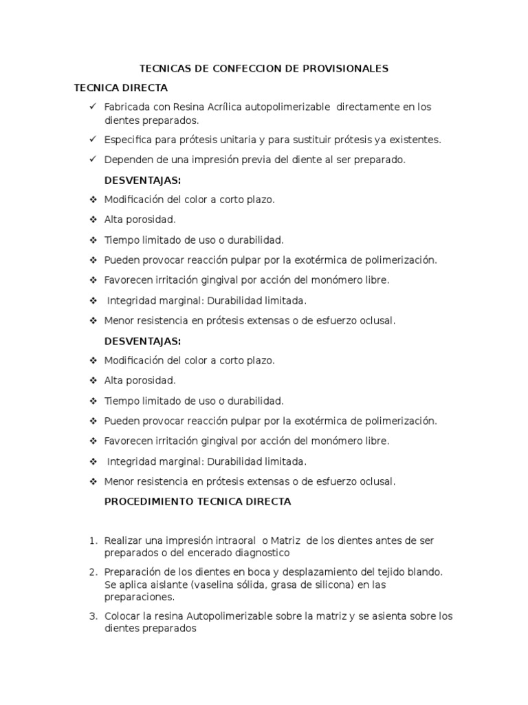 Tecnicas de Confeccion de Provisionales | PDF | Dentadura postiza ...