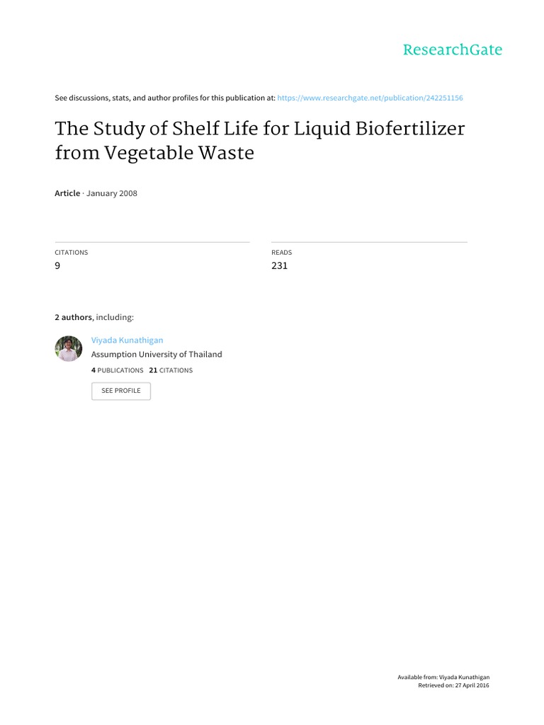 Shelf Life of Liquid Biofertilizer | PDF | Colony Forming Unit | Bacteria