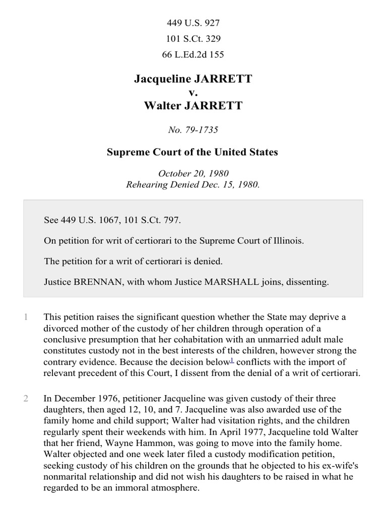 Jacqueline Jarrett v. Walter Jarrett, 449 U.S. 927 (1980) | PDF ...
