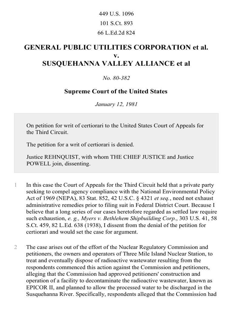 General Public Utilities Corporation v. Susquehanna Valley Alliance ...