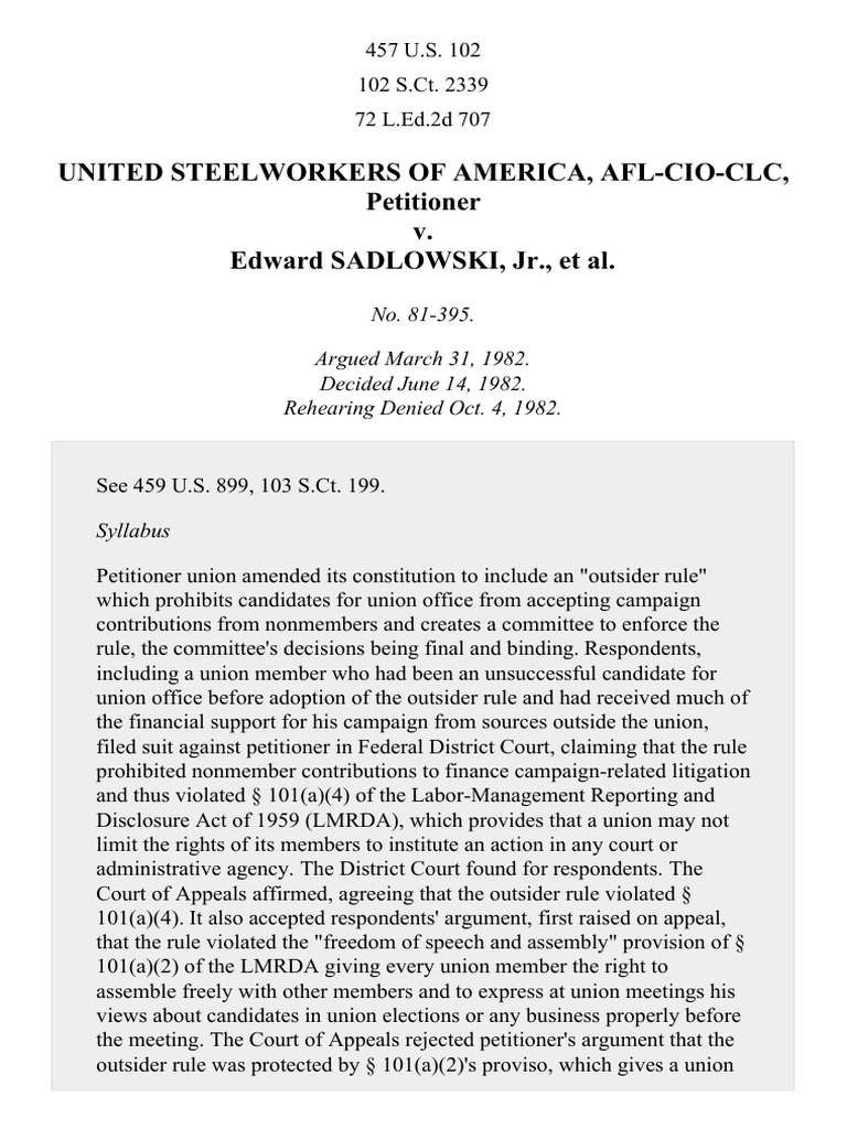 United Steelworkers of America, Afl-Cio-Clc, Petitioner v. Edward ...