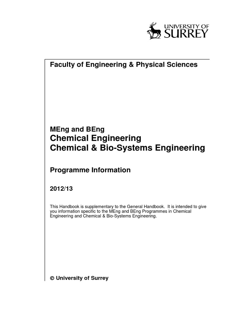 Chemical Engineering Chemical & Bio-Systems Engineering: Faculty of ...