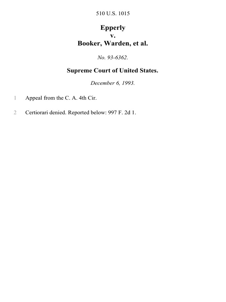 Epperly v. Booker: Supreme Court Case | PDF