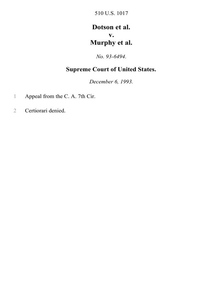Dotson v. Murphy, 510 U.S. 1017 (1993) | PDF | Law