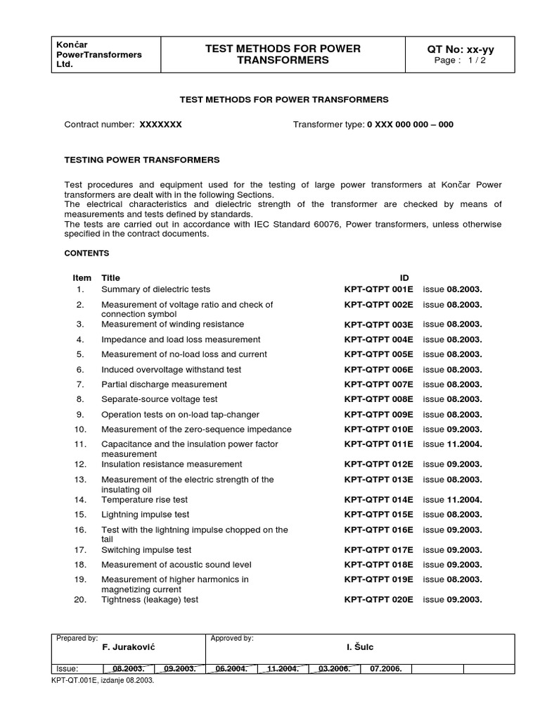 Transforer Test-Methods PDF | PDF | Transformer | Electrical Impedance