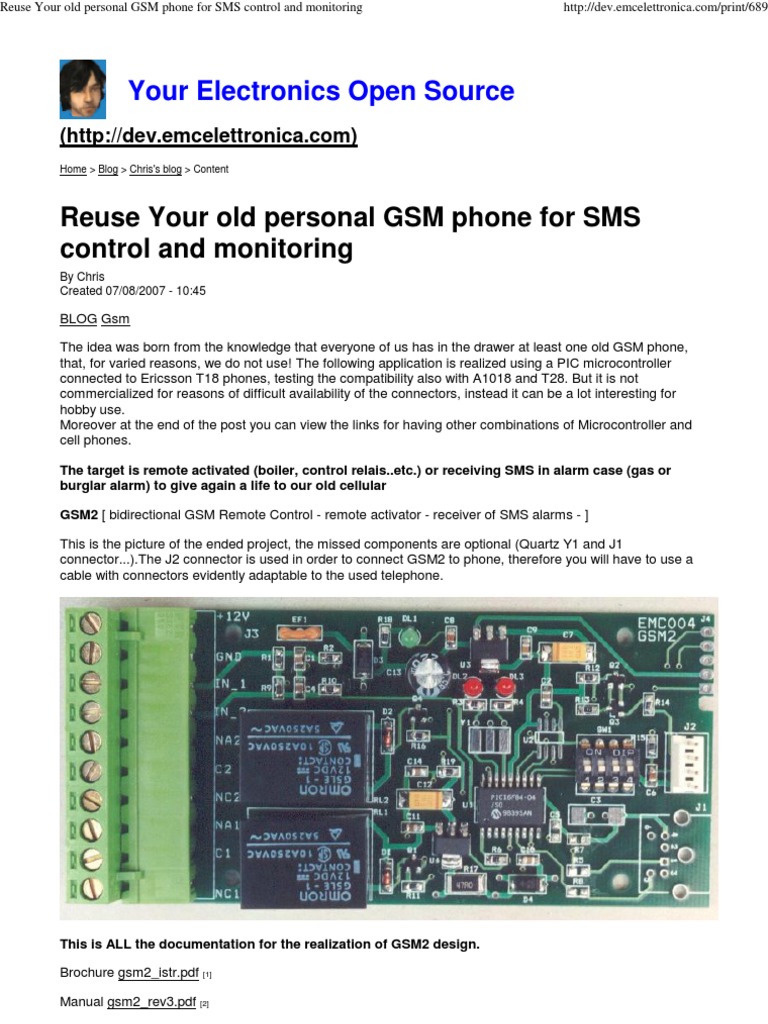 Reuse Your Old Personal GSM Phone For SMS Control and Monitoring | PDF ...