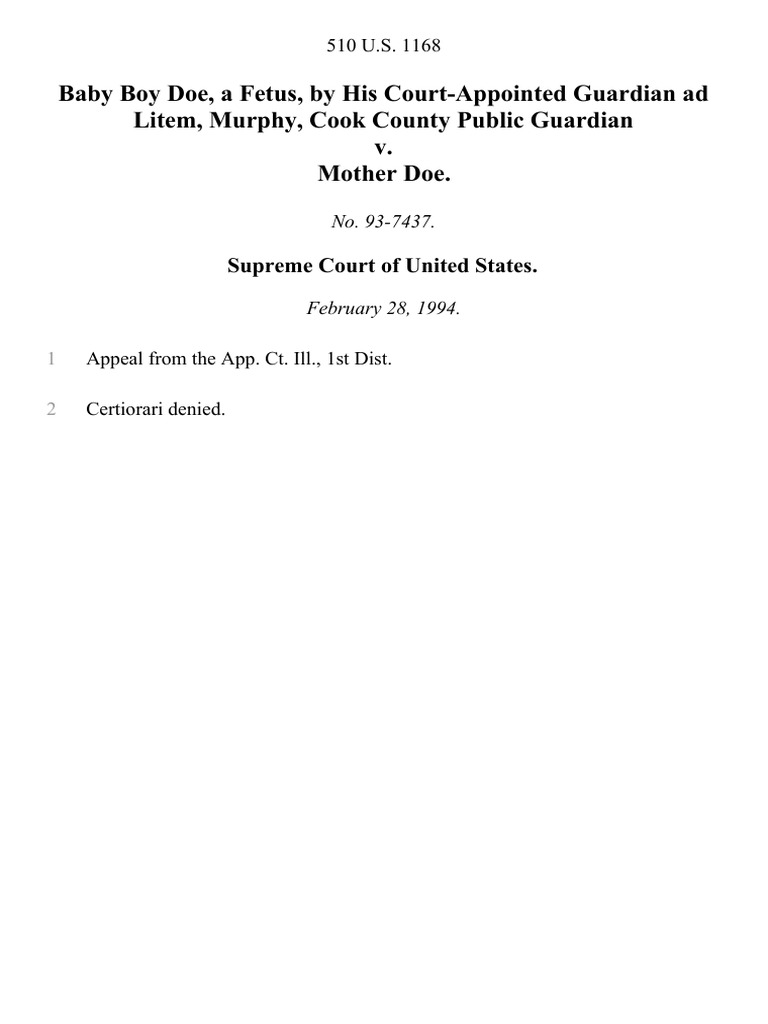 Baby Boy Doe, A Fetus, by His Court-Appointed Guardian Ad Litem, Murphy ...