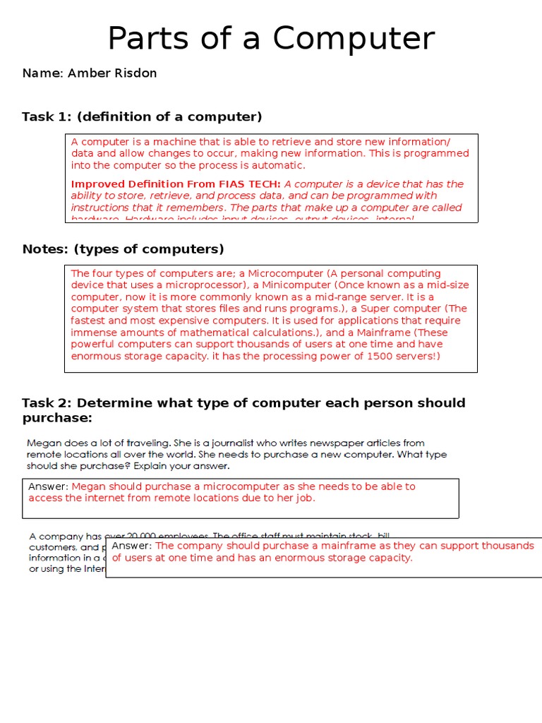 Computer Worksheet | PDF | Microcomputers | Computer Hardware