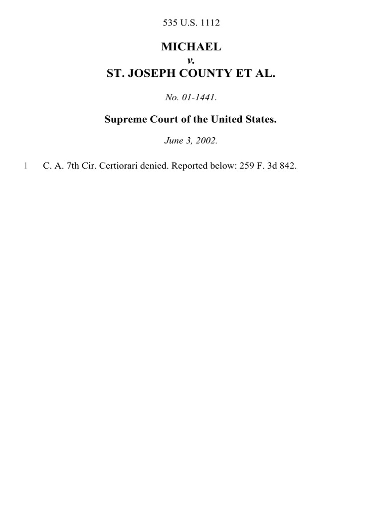 Supreme Court Case: Michael v. St. Joseph | PDF