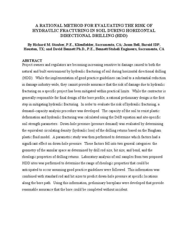 Evaluating HDD Hydraulic Fracturing Risk | PDF | Hydraulic Fracturing ...