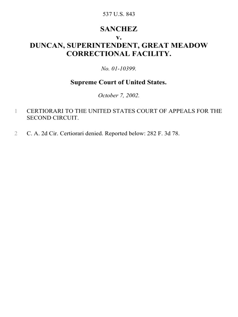 Sanchez v. Duncan Supreme Court Case | PDF