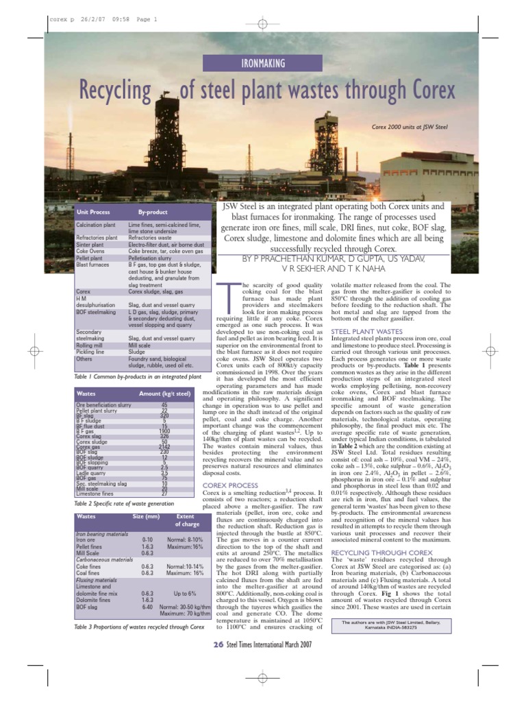 Corex Ironmaking for Steel Plants | PDF | Coke (Fuel) | Steel Mill