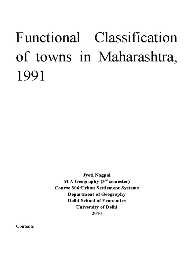 Functional Classification of Towns in Maharashtra | PDF | Industries ...