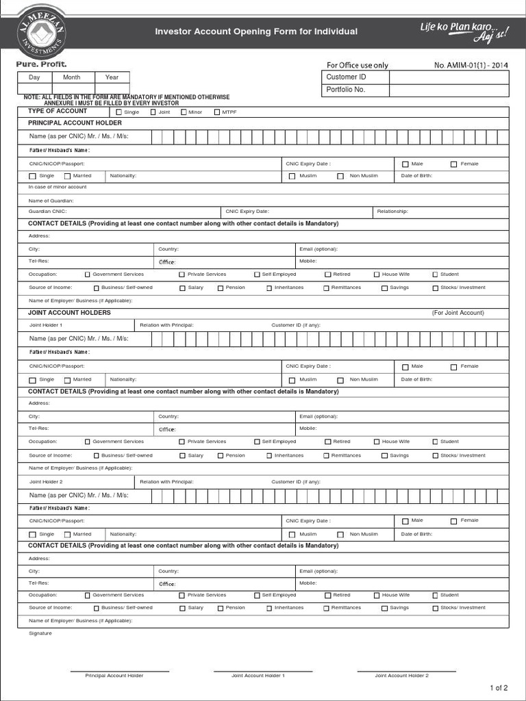 Account Opening Form and Investment Form | PDF | Cheque | Investing
