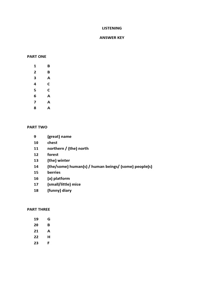 Cambridge English FCE Listening Key | PDF