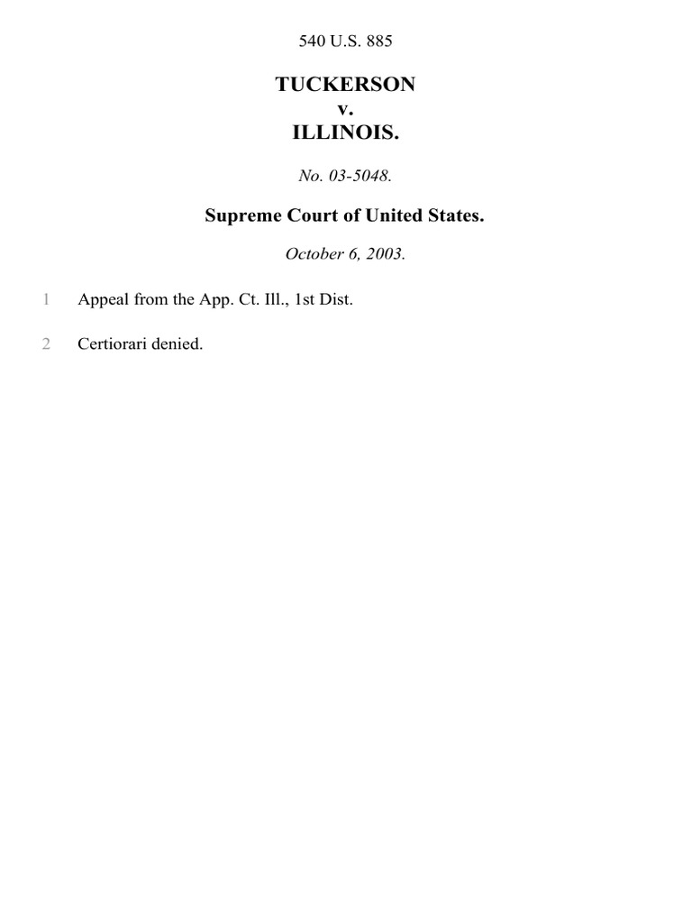 Tucker v. Illinois Supreme Court Case | PDF | Certiorari | Supreme ...