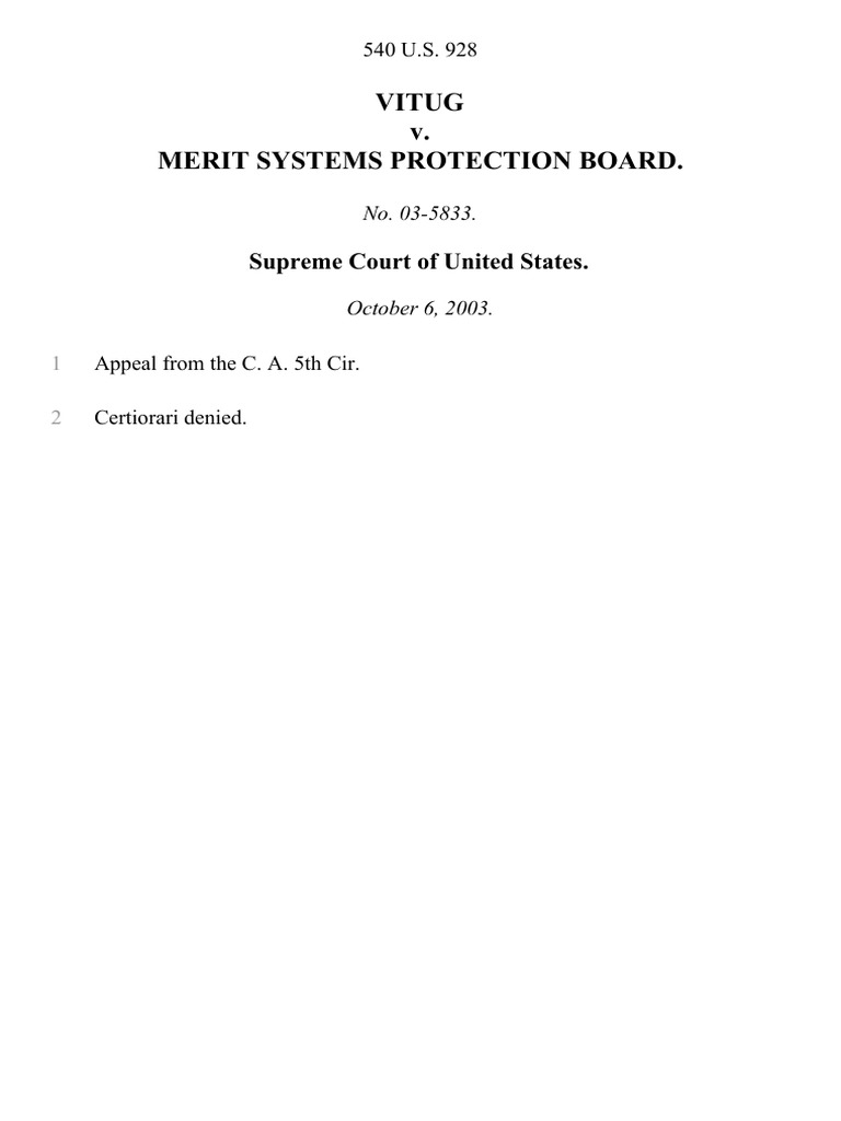 Vitug v. Merit Systems Protection Board, 540 U.S. 928 (2003) | PDF